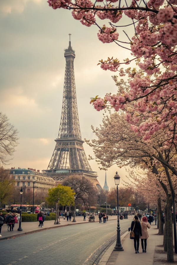 Springtime in Paris. Eiffel Tower (toned Image Stock Illustration ...