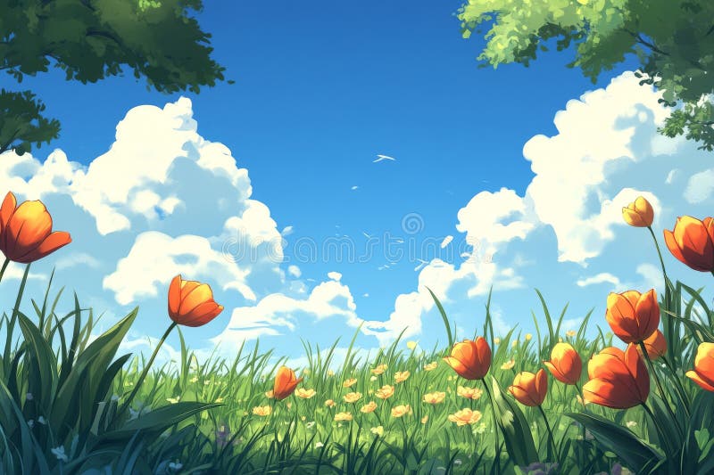 A Springtime Scene with Blooming Tulips, Serving As a Floral Backdrop ...