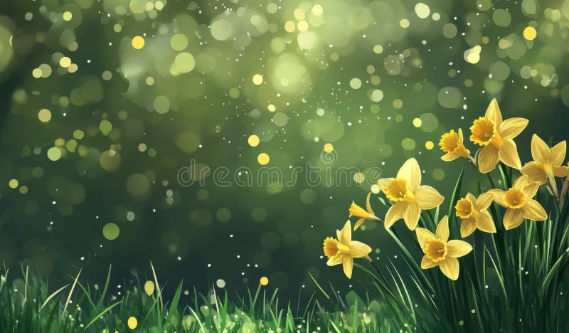 A Springtime Scene Featuring Blooming Daffodils. Stock Photo - Image of ...