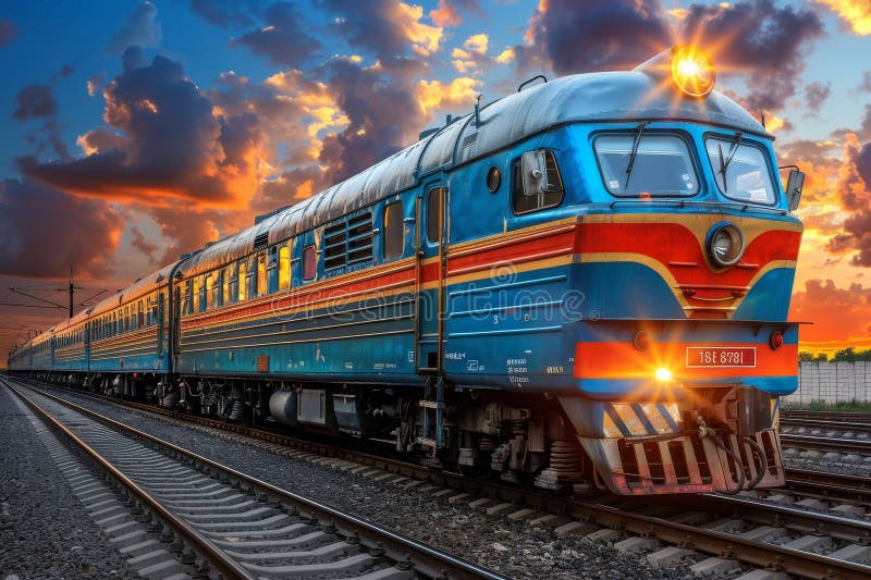Springtime Scene Featuring a Diesel Locomotive Pulling a Freight Train ...