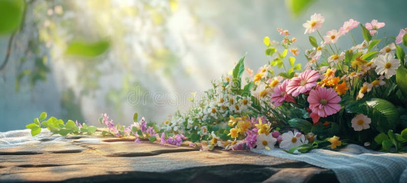 Springtime Scene. Trees and Flowers on the Grass in the Forest. the ...