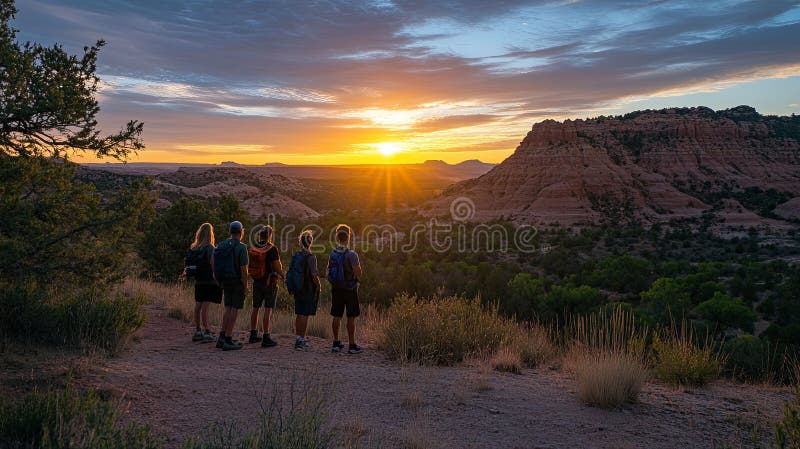 A Springtime Sunrise Hike with a Group of Friends Enjoying the View ...