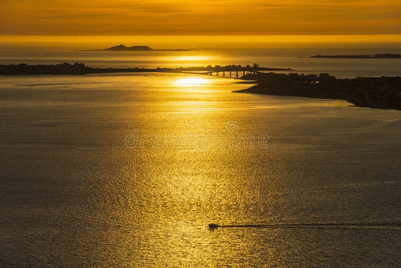 Springtime Sunset Over Alesund, Norway Stock Image - Image of ...