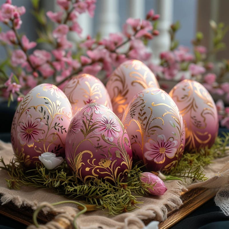 Springtime Tradition Group of Decorated Easter Eggs for Celebrations ...
