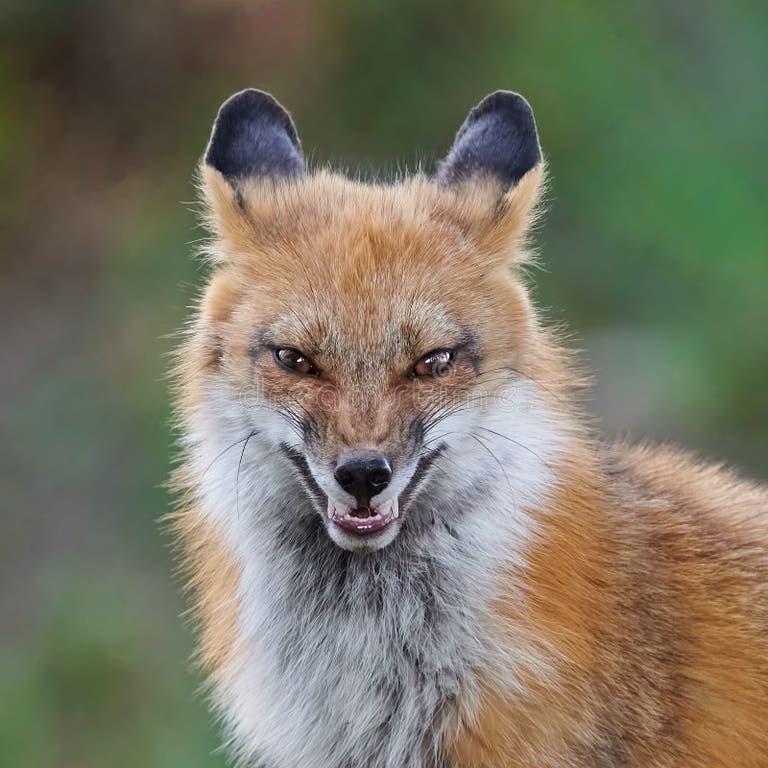 A Sly Red Fox Grinning stock photo. Image of creature - 265539302