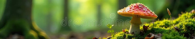 Springtime Wild Mushroom Growth in a Forest Clearing, Greenery, Spring ...