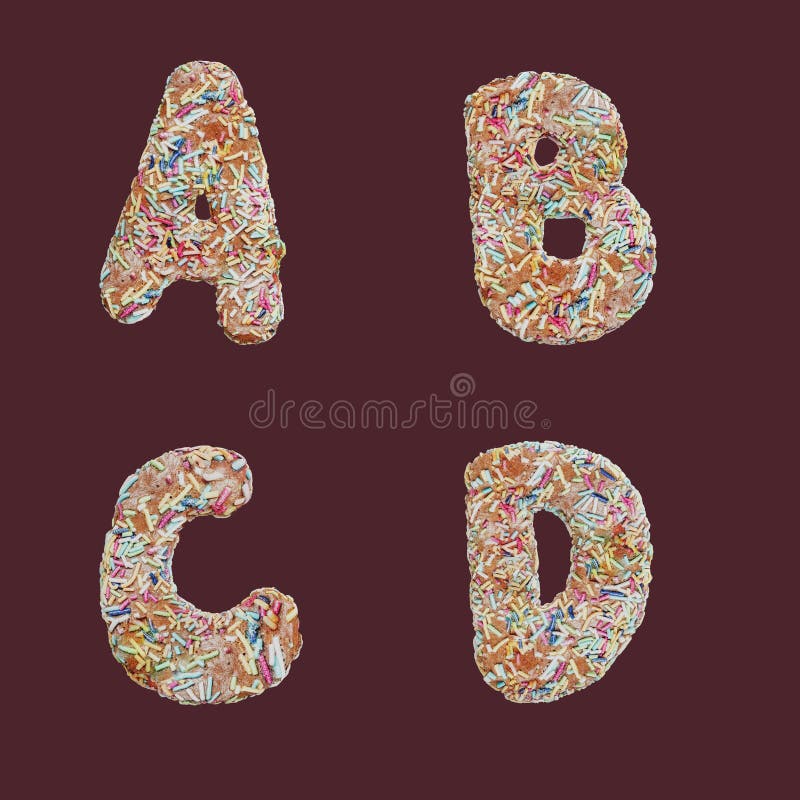 Sprinkle Gingerbread Cookies Letters Alphabet - Letters a-D Stock ...