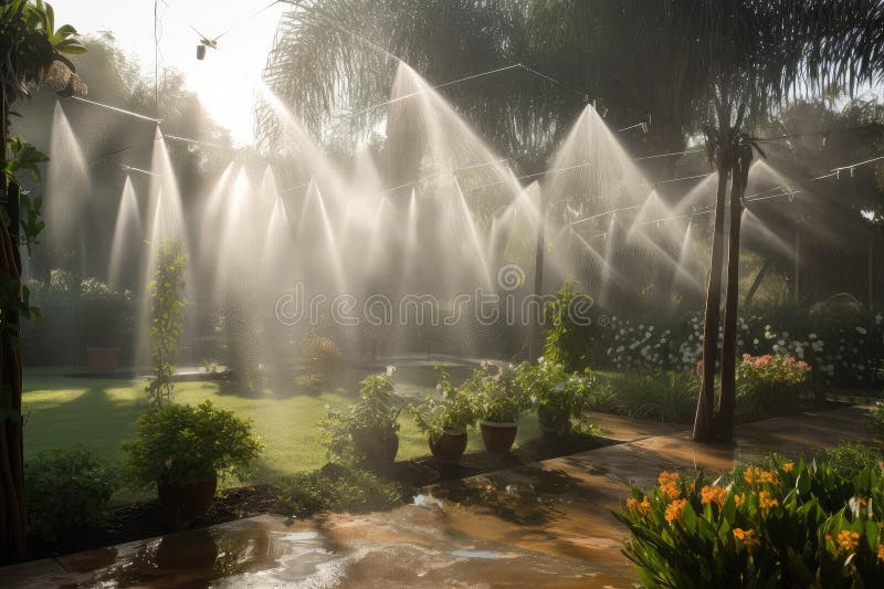 Sprinkler System with Misting Effect, Creating Cool and Refreshing ...