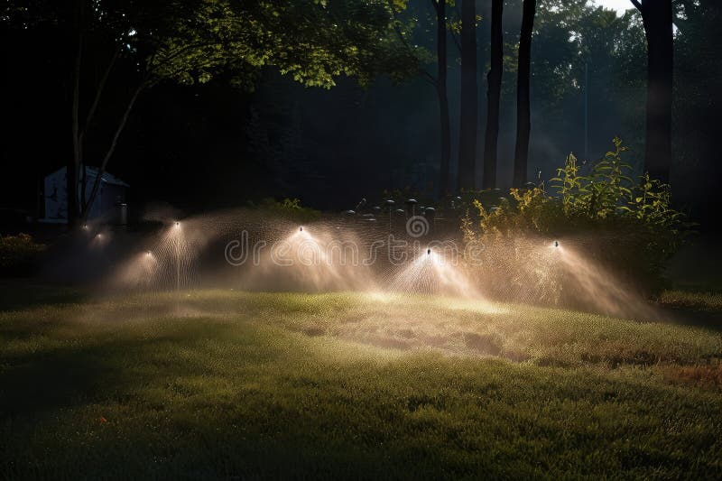 Sprinkler System with a Variety of Spray Patterns Creates Cool and ...