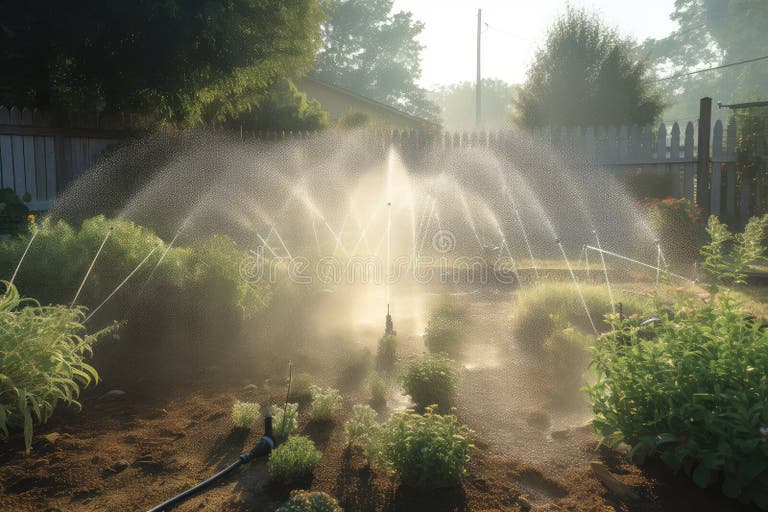 Sprinkler System with a Variety of Spray Patterns Creates Cool and ...