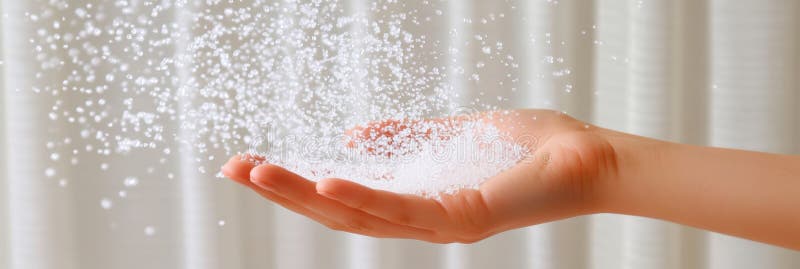 Sprinkling Hand Elegance in Motion. a Delicate Pour of White Powder ...
