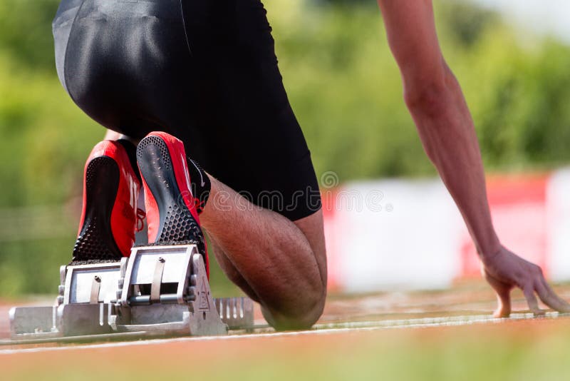 Sprint Start in Track and Field Stock Photo - Image of black, runner ...