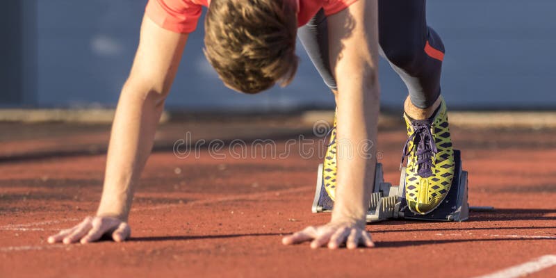 Sprint Start in Track and Field Stock Image - Image of fitness, running ...