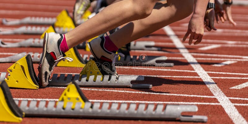 Sprint Start in Track and Field Stock Image - Image of field, sunshine ...