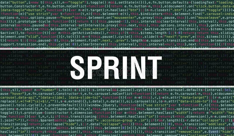 Sprint Text Written On Programming Code Abstract Technology Background Of Software Developer And