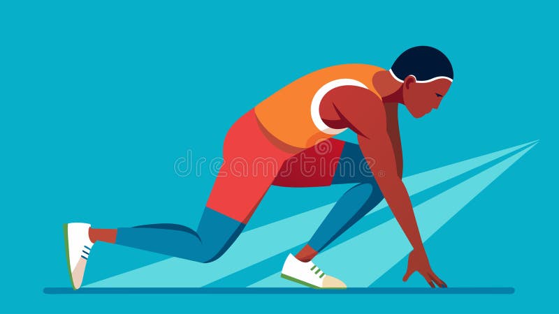 A Sprinter Bending Down at the Starting Line Readying Themselves for ... A Sprinter Bending Down at the Starting Line Readying Themselves for ...