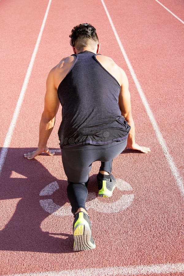 Sprinter Leaving on the Running Track. Stock Image - Image of muscles ...