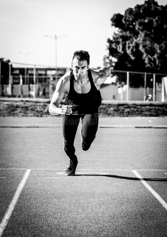 Sprinter man stock photo. Image of line, action, racetrack - 75381580