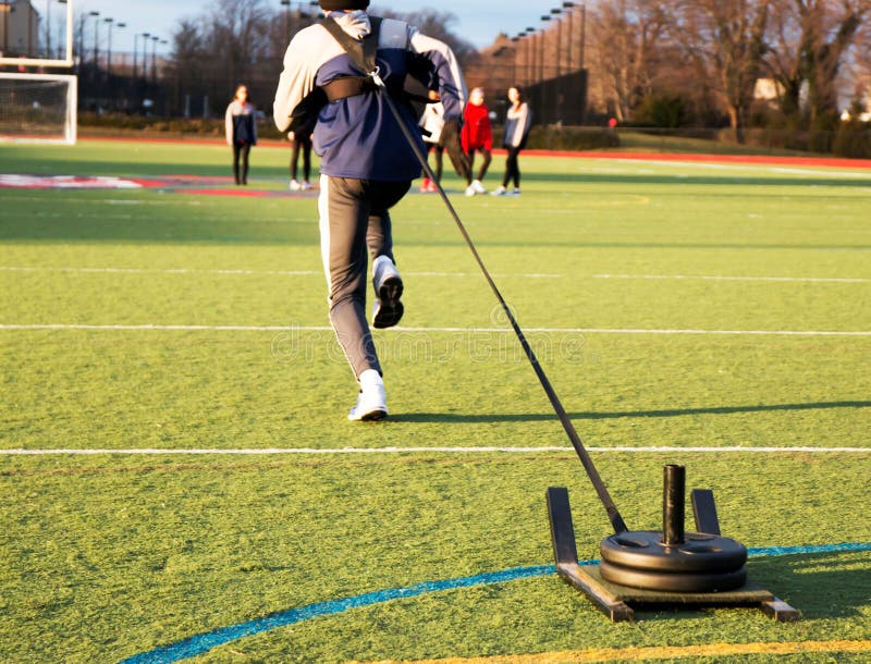 Sprinter Pulling a Weighted Sled Stock Image - Image of flexibility ...