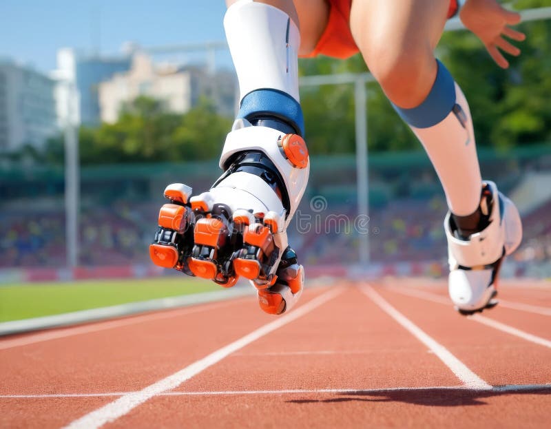 Sprinter with Robotic Prosthetics Stock Photo - Image of speed ...