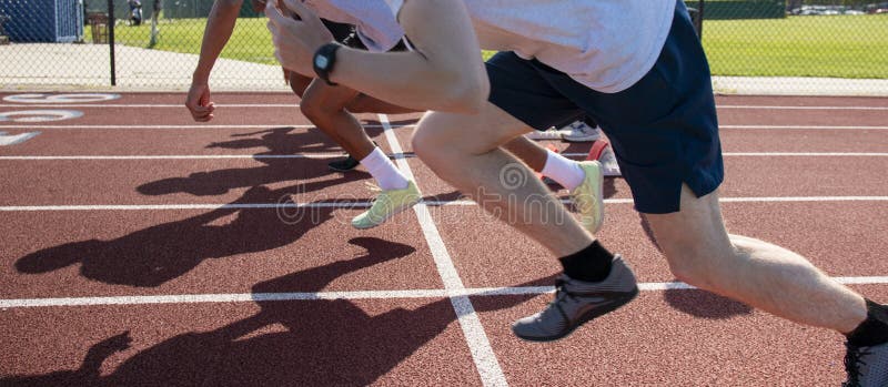 Sprinter Runners Starting a Race Aginst Each Other at Practice Stock ...