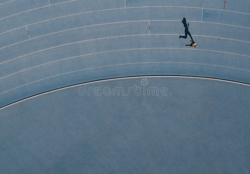 Aerial View of an Athlete Running on Track Stock Image - Image of ...
