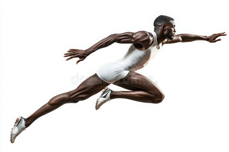 A Determined Sprinter Propels Forward in an Explosive Burst of Speed on ...