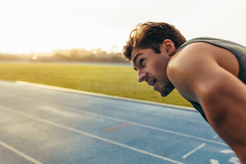 Sprinter Standing on Running Track Stock Image - Image of runner ...
