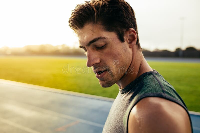 Sprinter Standing on Running Track Stock Image - Image of runner ...