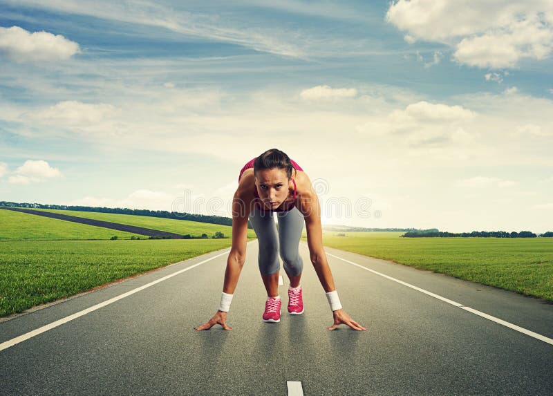 Sprinter Standing on the Start Stock Image - Image of road, active ...