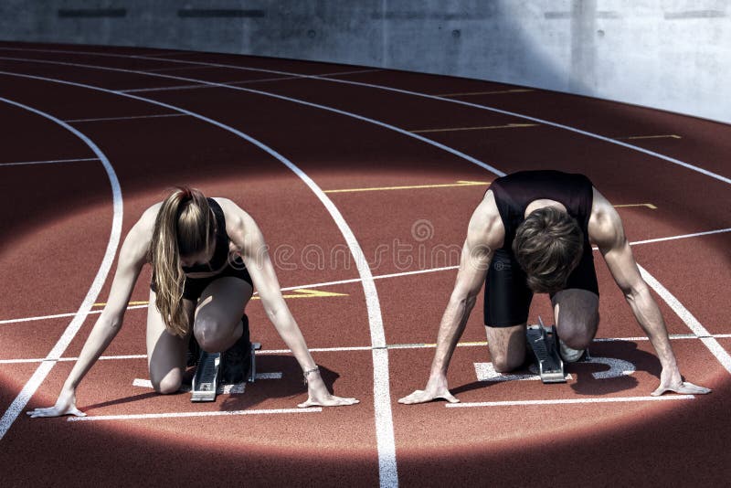 Sprinter start spotlight stock photo. Image of person - 40983484