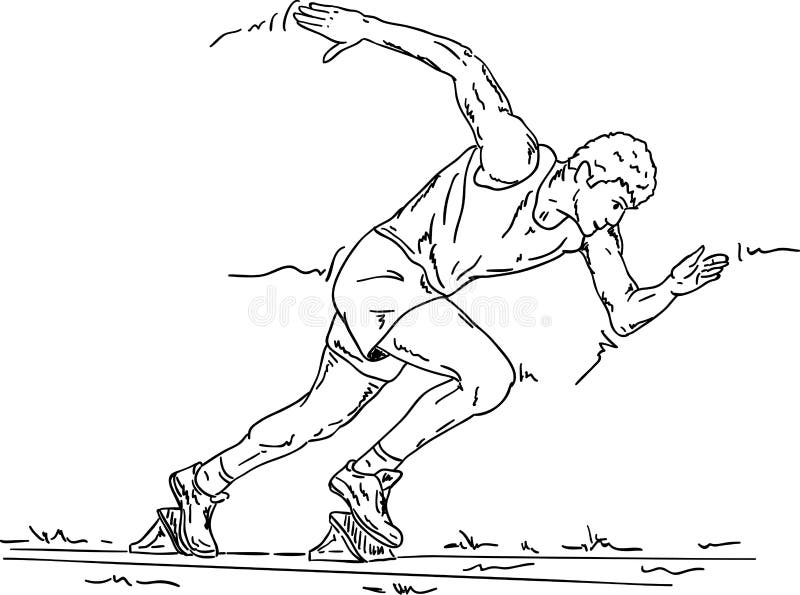 Continuous Line Drawing of Runner Minimalist Design Sport Theme Stock ...
