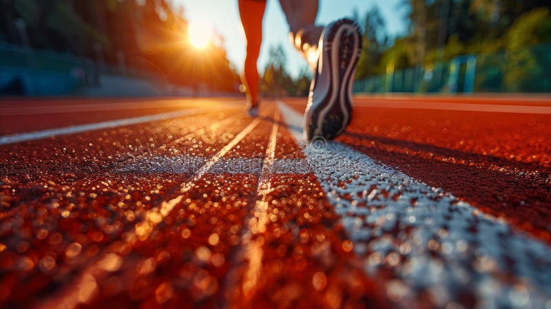 Sprinter at the Starting Blocks at a Track and Field Event. Tension and ...