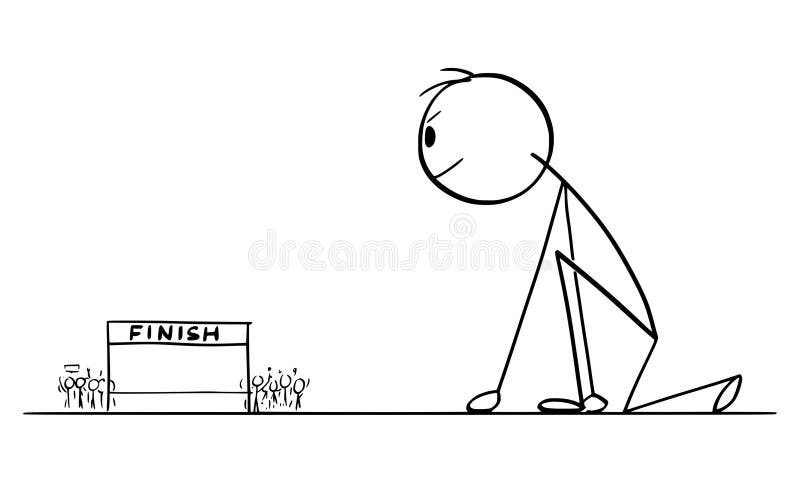 Sprinter Ready To Start To Run, Vector Cartoon Stick Figure ...