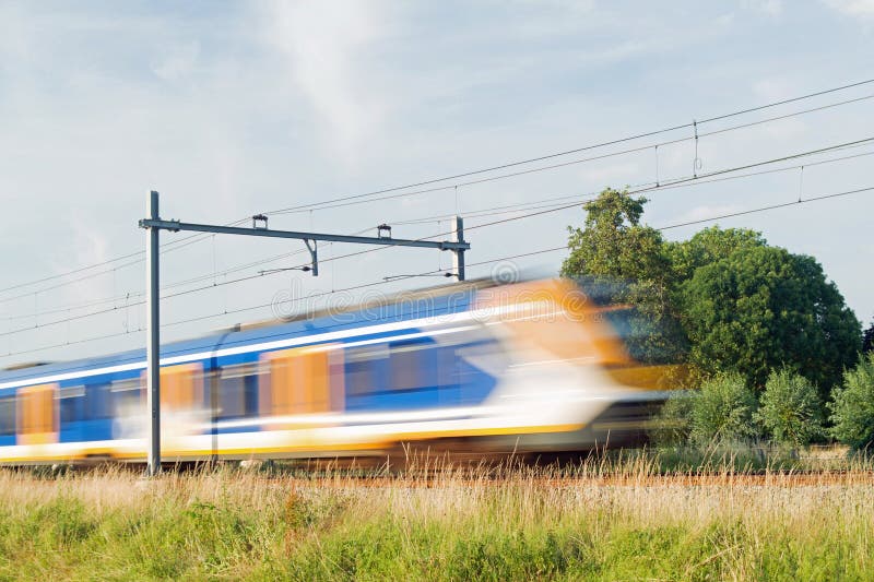 Sprinter Train Blurred by Motion, Netherlands Stock Image - Image of ...