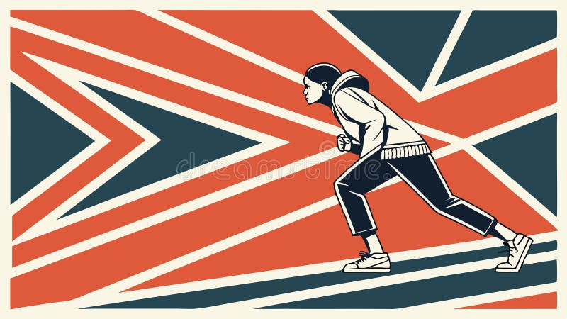 Sprinting Forward: Dynamic Motion on Abstract Lines. Vector Design ...