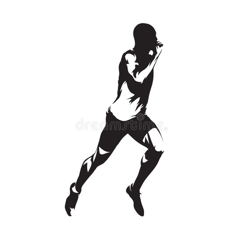 Sprinting Runner, Isolated Vector Silhouette. Run, Side View Stock ...
