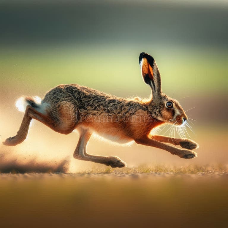 Sprinting Wild Hare stock illustration. Illustration of action - 365903934