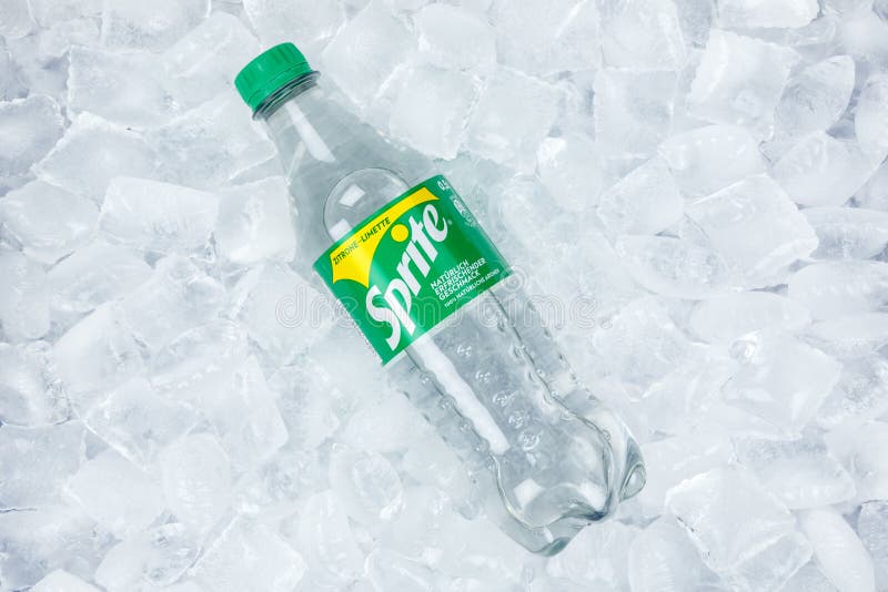 Sprite Lemonade Soft Drink in a Plastic Bottle on Ice Cubes Editorial ...