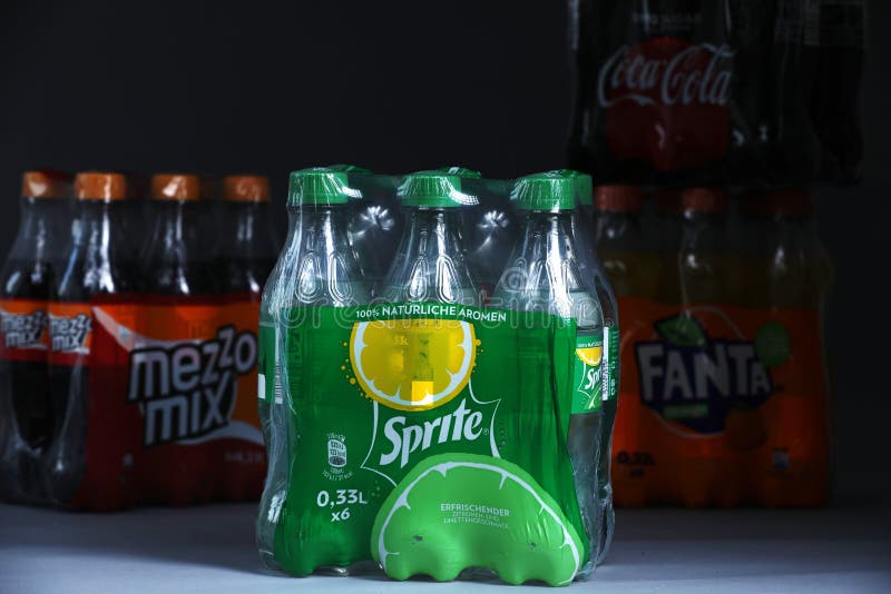 Sprite pack of drinks editorial stock photo. Image of caps - 123725488