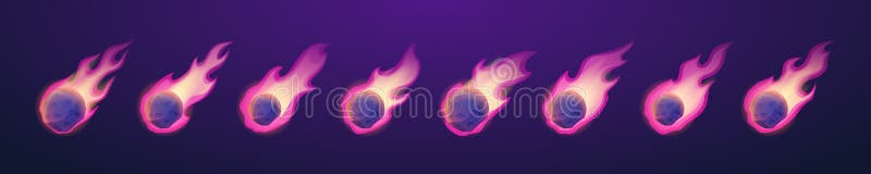 Sprite Set of Asteroid Falling with Fire Trail Stock Vector ...