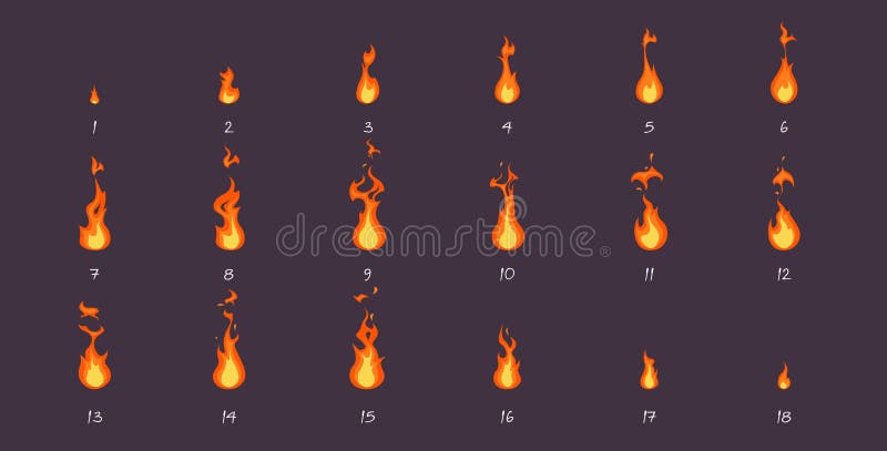Sprite Sheet of Fire, Torch, Campfire, Fire Trap, Fire Pillar Sequence ...