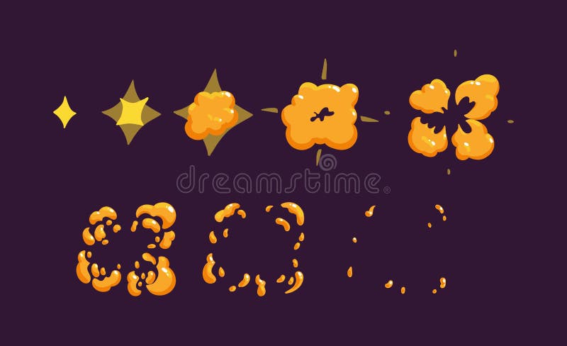 Sprite Sheet of a Flat Explosion.Animation for Cartoon or Game. Stock ...