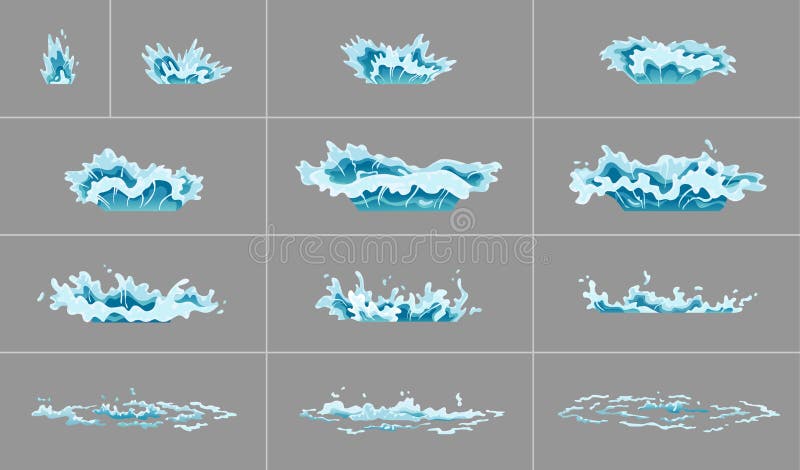 Sprite Water Splash Animation. Shock Waves on Transparent Background ...