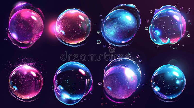 Sprites of Soap Bubbles Burst in a Game or Animation with Splashes ...