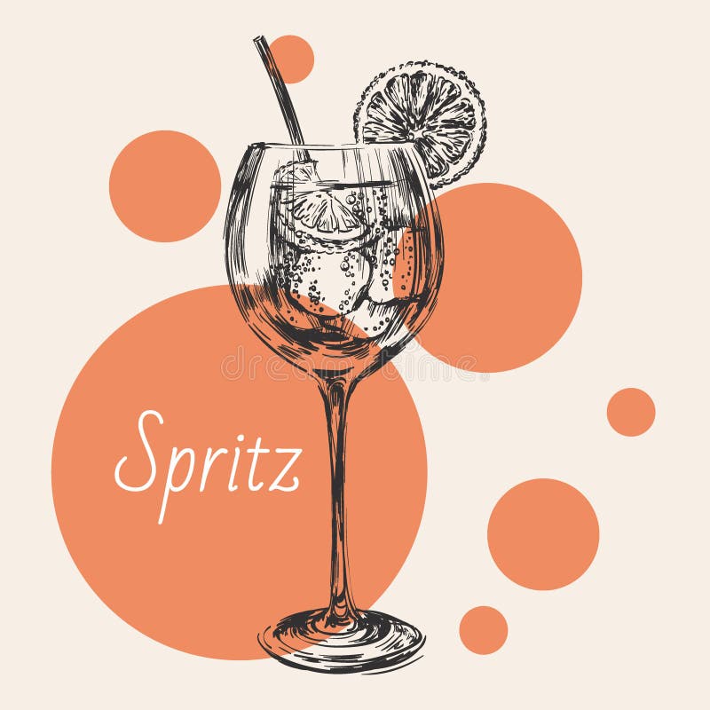 Spritz Hand Drawn Summer Cocktail Drink Vector Illustration Stock ...