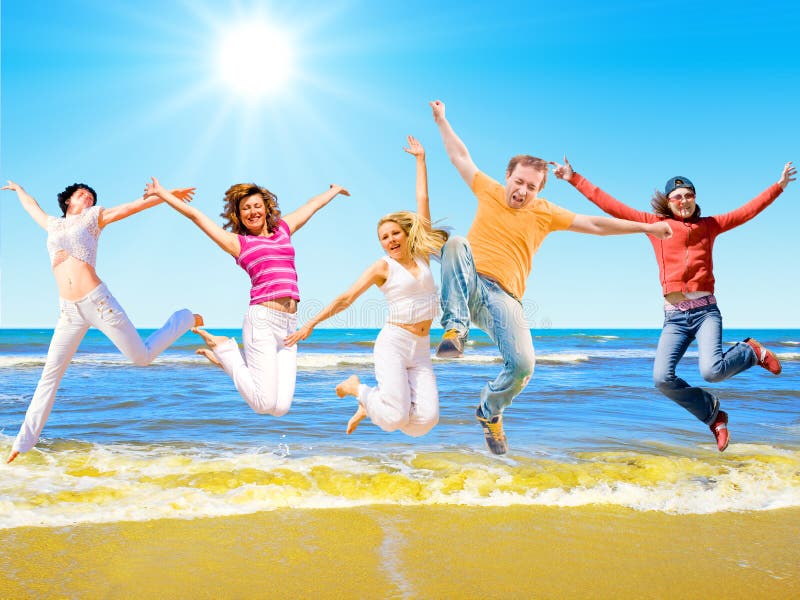 Sprong Van Een Groep Mensen Stock Afbeelding - Image of wijfje, groep ...