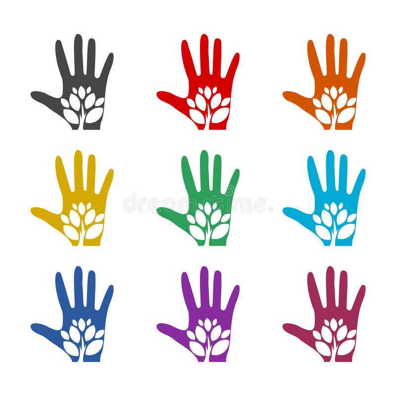 Spross in Einer Handfarbensymbole Vektor Abbildung - Illustration von ...