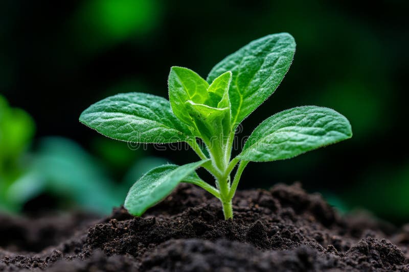 Sprout Breaking, Soil Surface, First Green Shoots Highlight the Start ...