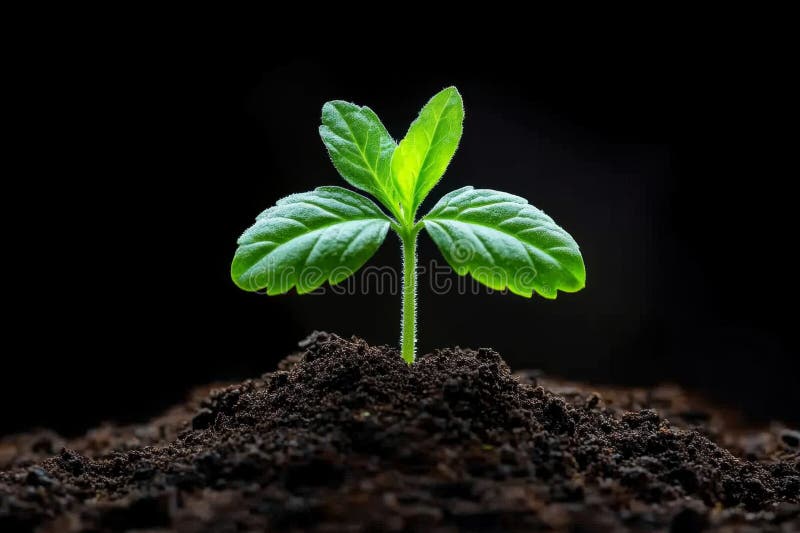 Sprout Breaking, Soil Surface, First Green Shoots Highlight the Start ...